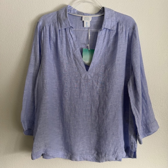 Sigrid Olsen | Tops | Sigrid Olsen 0 Linen Pull Over Light Blue Coastal ...
